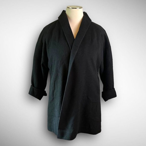 Vintage | Jackets & Coats | Vintage 95s Black Wool Coat 2x Plus Size ...